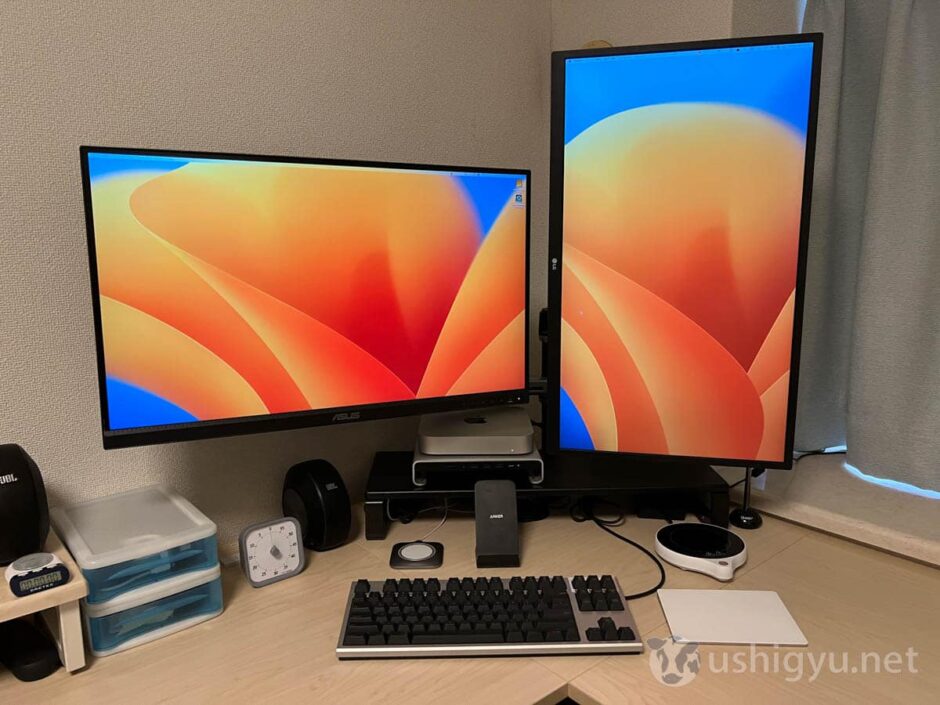デュアルディスプレイ（モニター2枚）配置のおすすめは『横向き×縦向きで並べる』その理由は？Mac mini用にも！ | ushigyunet